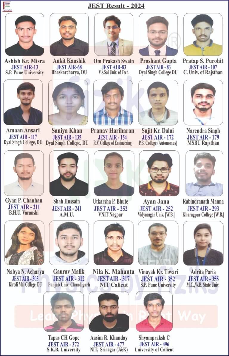 JEST,TIFR Result - An Institute for IIT JAM, CSIR NET JRF, JEST, TIFR Physics Coaching