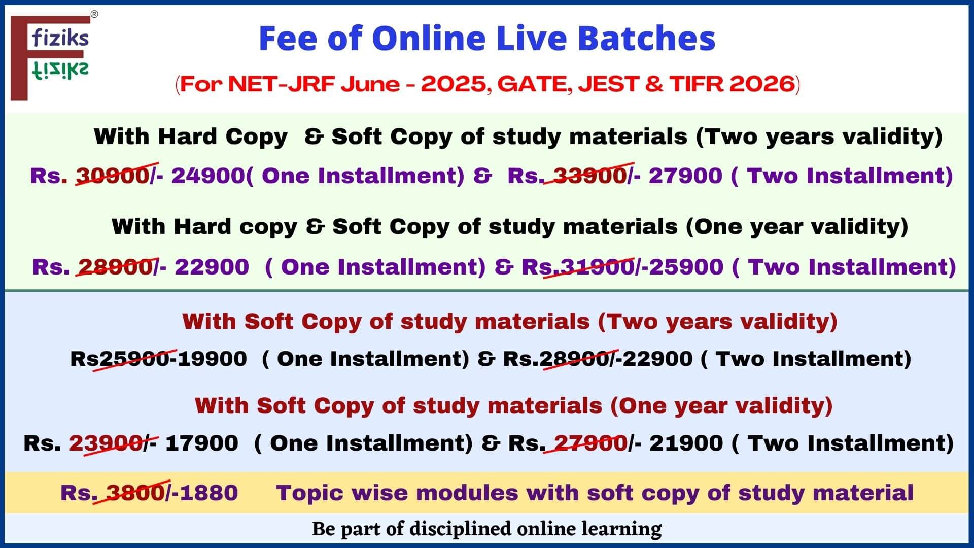 Fee-Structure - An Institute for IIT JAM, CSIR NET JRF, JEST, TIFR Physics Coaching
